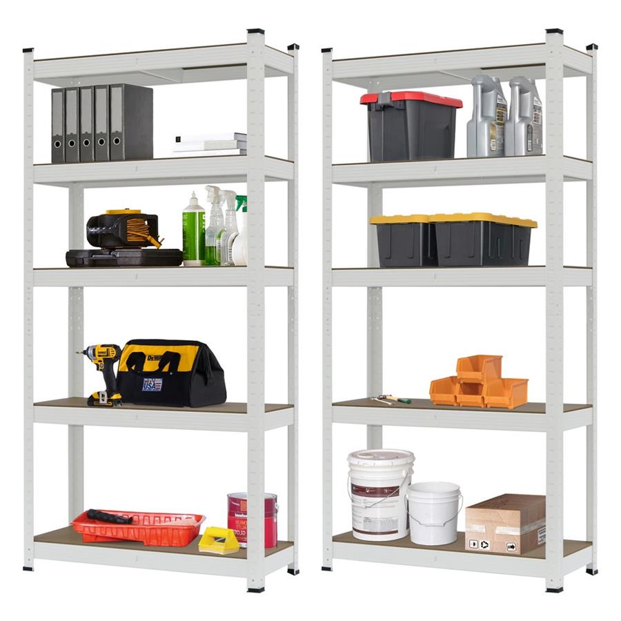 Scaffali metallici 150x75x30 cm bianchi 5 ripiani | Brigros
